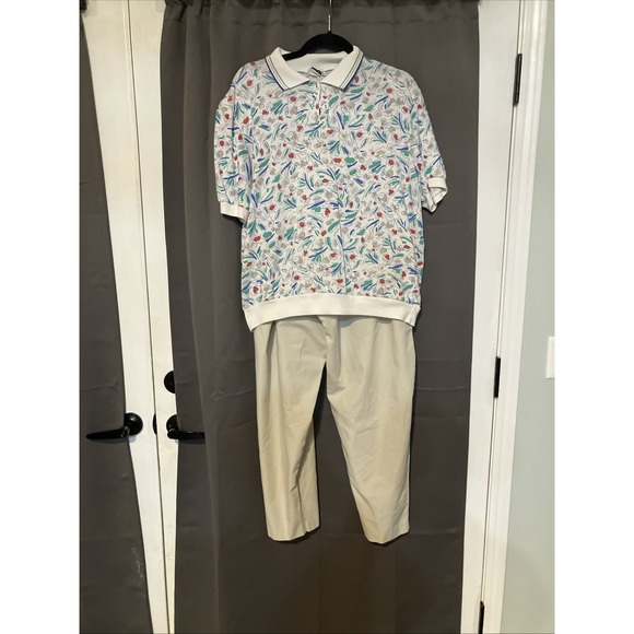 Cricket Lane | Skirts | Cricket Lane Floral Polo Shirt Khaki Pants Set ...
